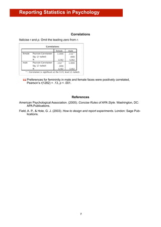 Reporting statistics in psychology | PDF | Science