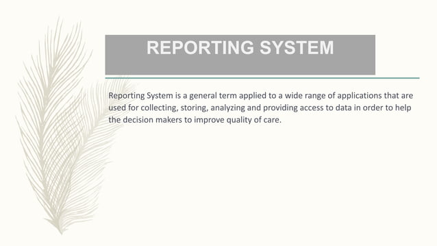 Reporting system IN HOSPITAL | PPTX