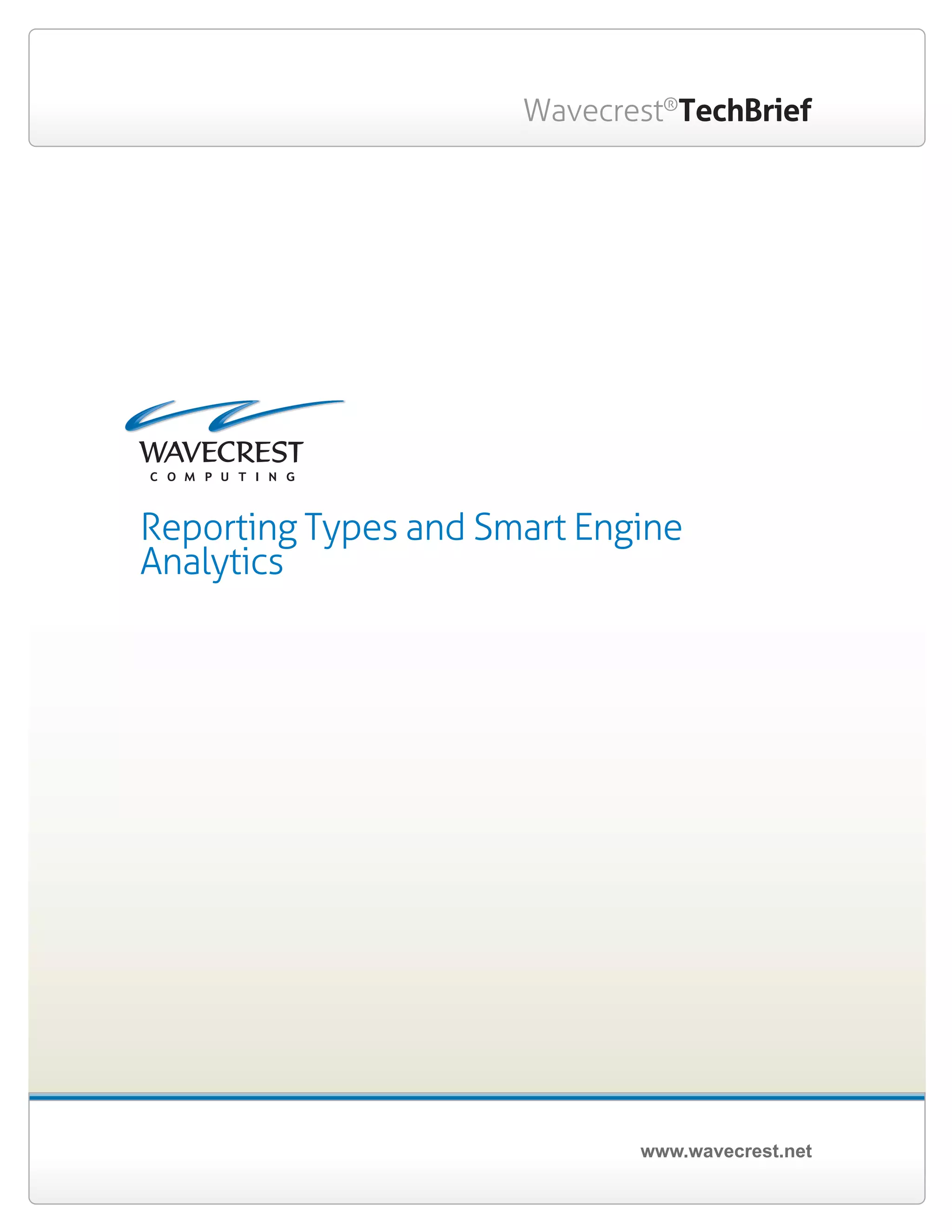 Reporting Types and Smart Engine Analytics | PDF