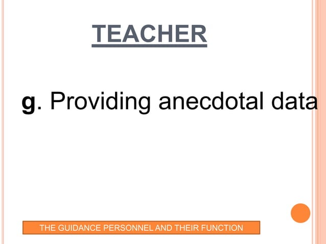 GUIDANCE PERSONNEL AND THEIR FUNCTION | PPTX | Professional School | Postgraduate Education