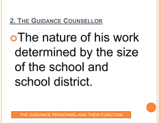 GUIDANCE PERSONNEL AND THEIR FUNCTION | PPTX