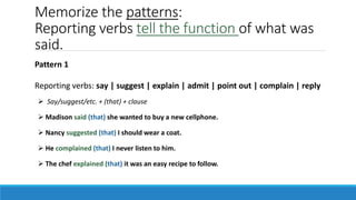 Reporting verbs | PPT