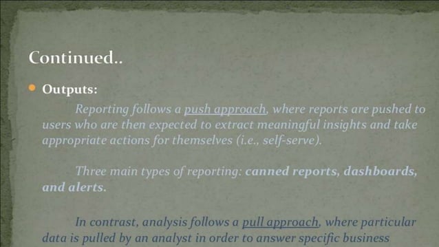Data science Lecture Notes: Reporting vs Analysis.pptx Data science Lecture Notes: Reporting vs Analysis.pptx