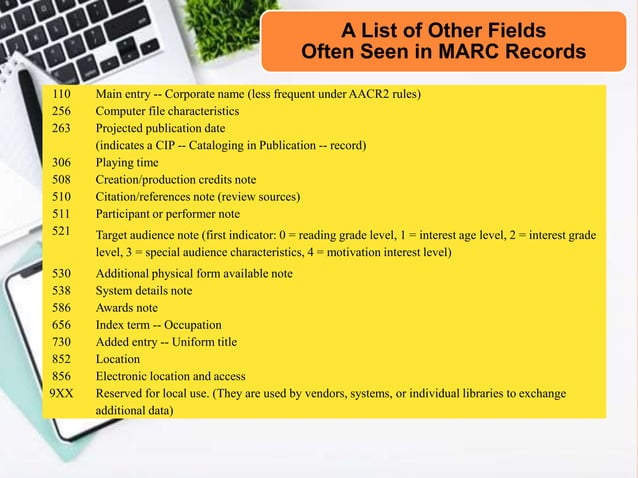 USING MARC FORMAT TO CATALOG NON BOOK MATERIALS | PPTX