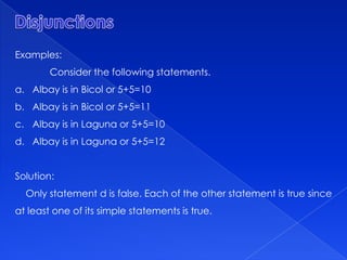 Report in math (conjunctions and disjunctions) | PPT