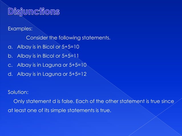 Report in math (conjunctions and disjunctions) | PPT
