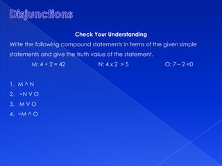 Report in math (conjunctions and disjunctions) | PPT
