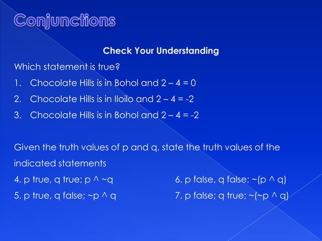 Report in math (conjunctions and disjunctions) | PPT
