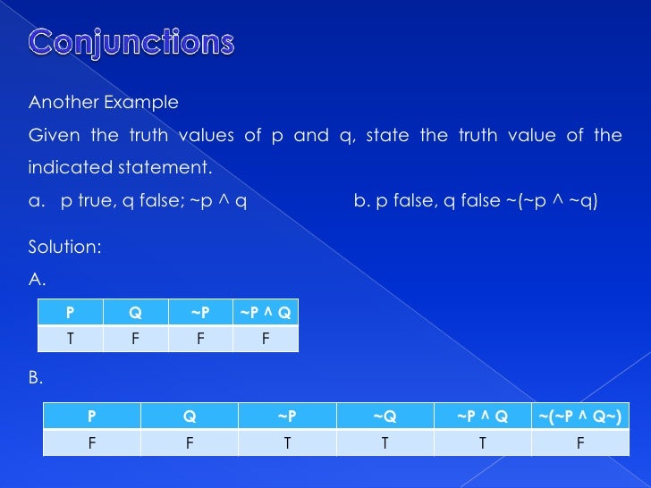 Report in math (conjunctions and disjunctions)