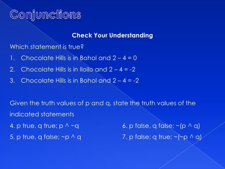 Report in math (conjunctions and disjunctions)