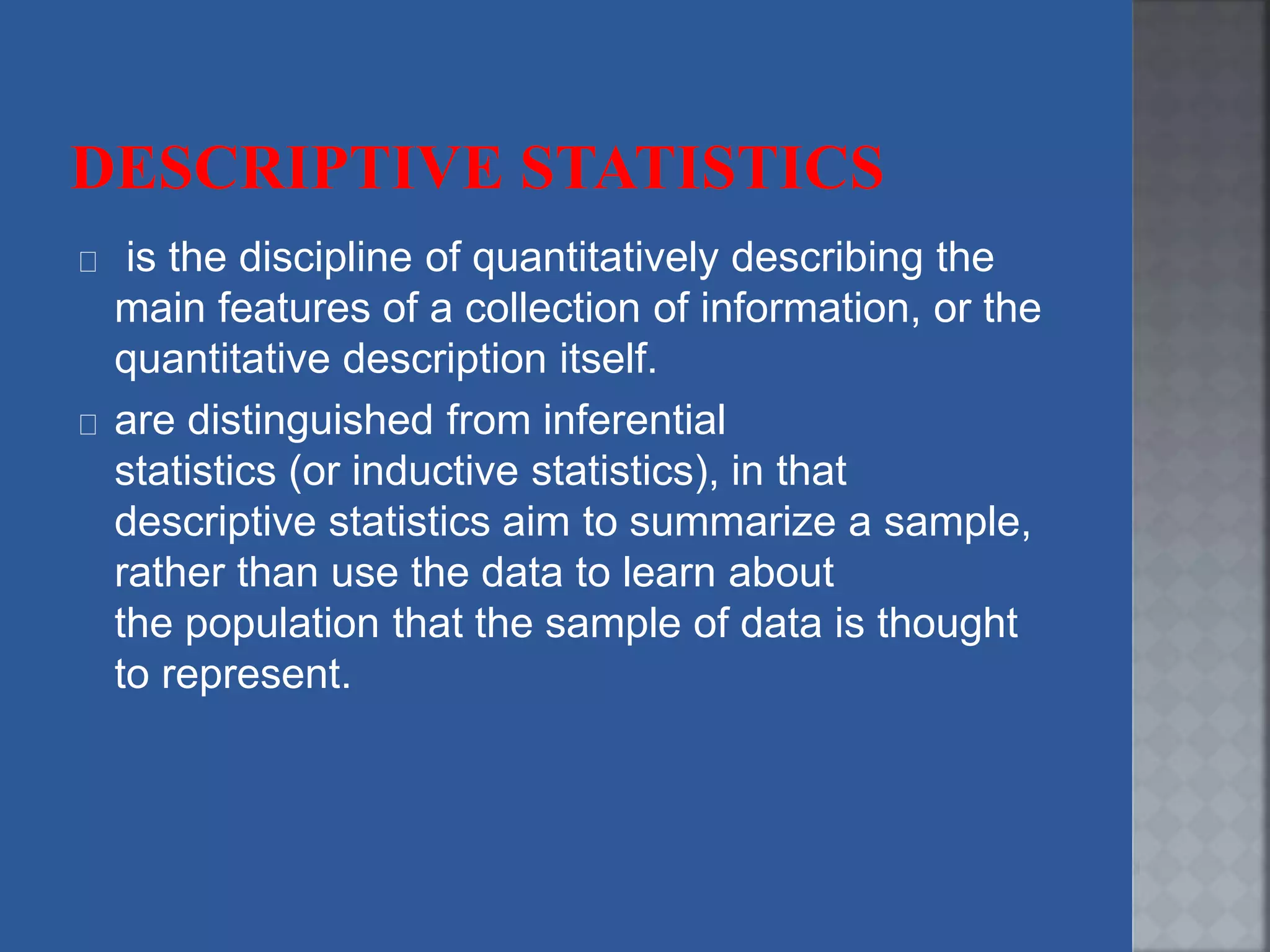 Common statistical tools used in research and their uses | PPTX