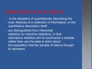 Common statistical tools used in research and their uses | PPTX
