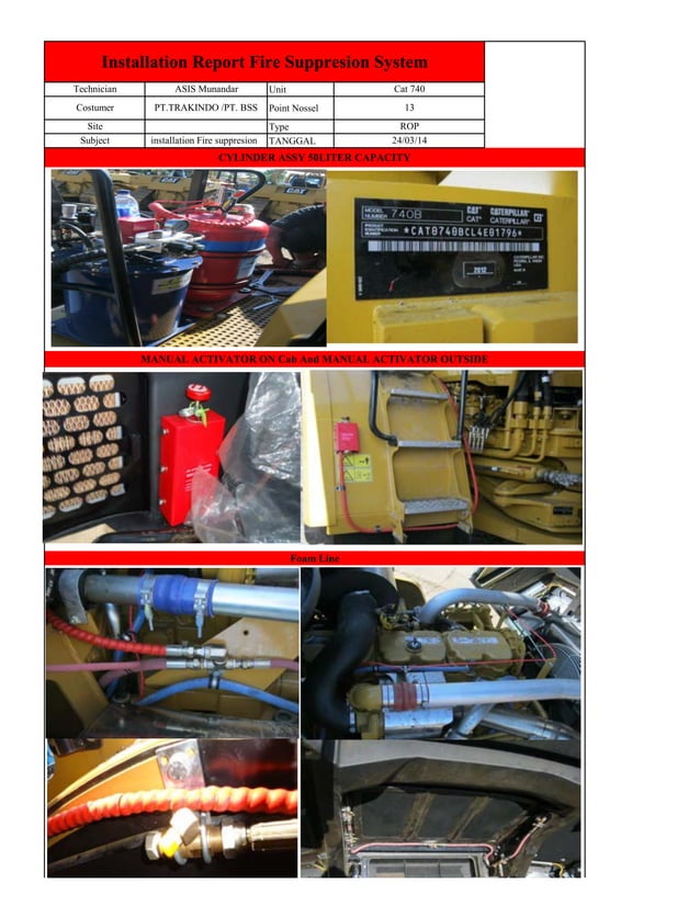 Report installation fire suppresion cat 740 l4 e01796 pt bss-ave | PDF