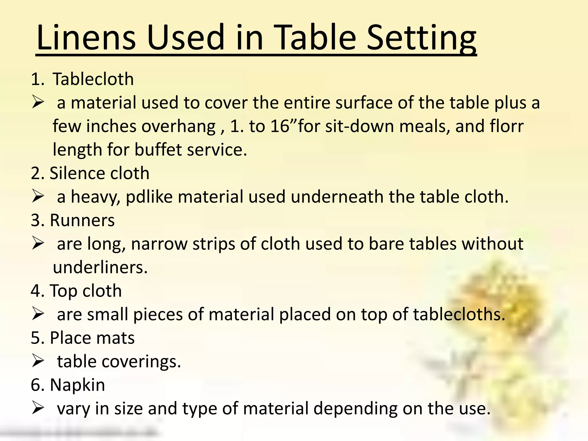 Dining preparation & Table Setting | PPTX