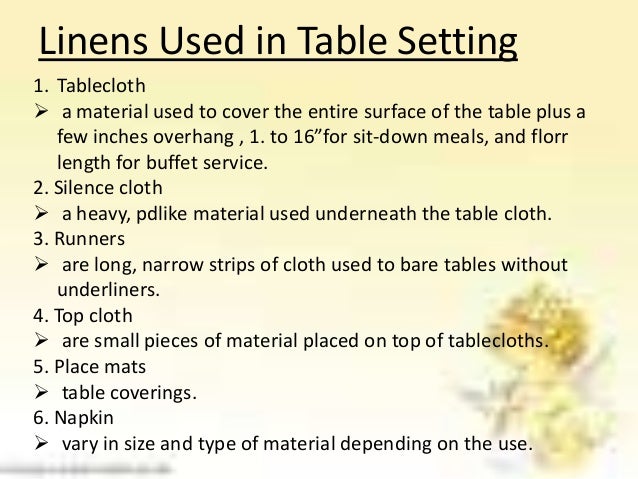 Dining preparation & Table Setting