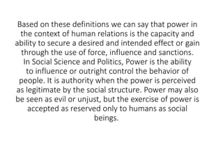 Lesson:power meaning, nature, dimensions, and methods | PPTX