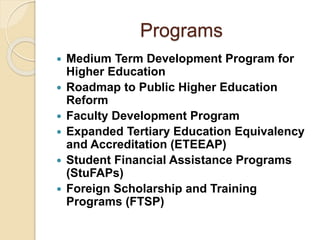 CHED programs and project | PPTX