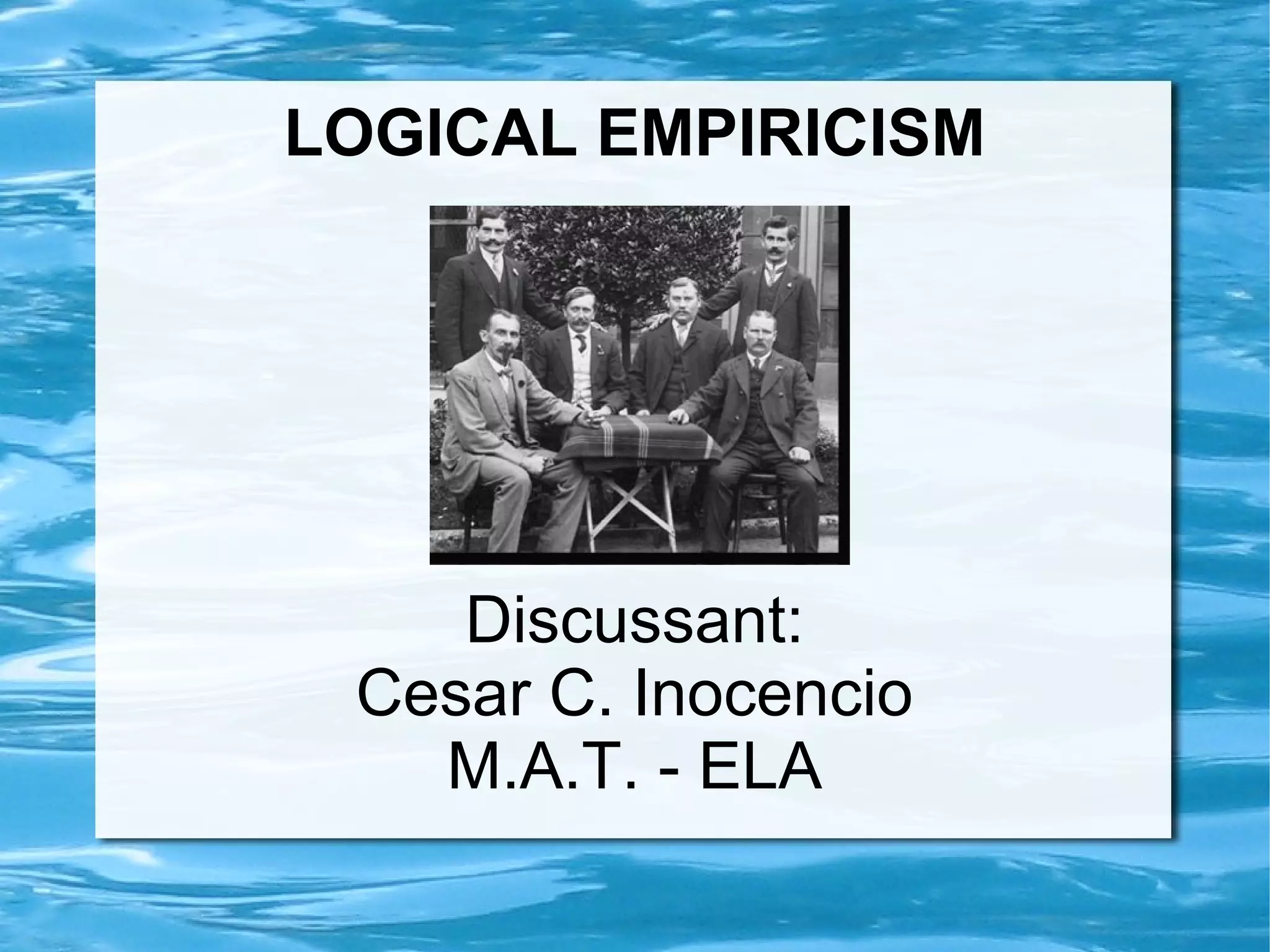 Report logical empiricism | PPT