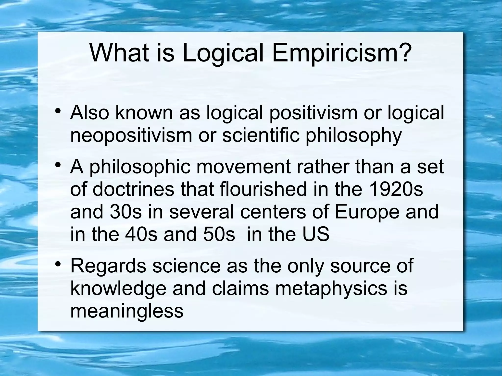 Report logical empiricism | PPT
