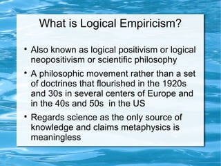 Report logical empiricism | PPT