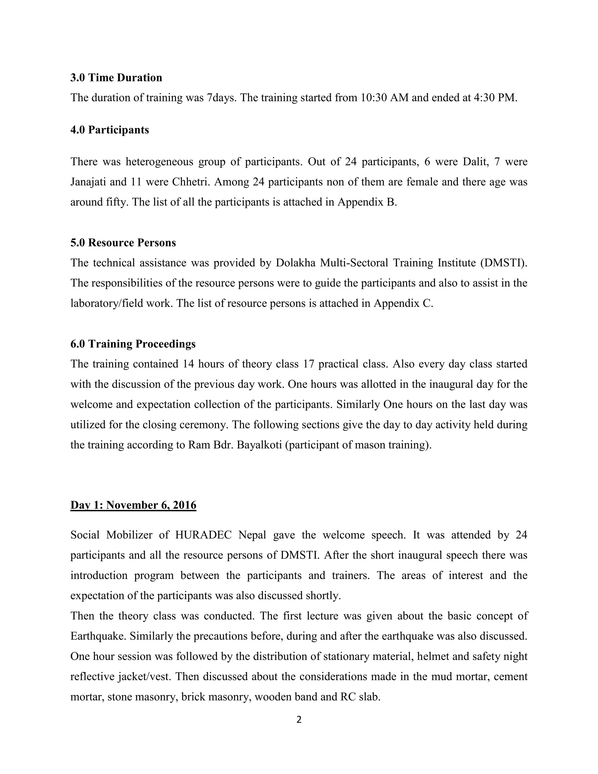 Report masons training | PDF