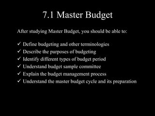 Master Budget and Flexible Budget Performance Analysis | PPT