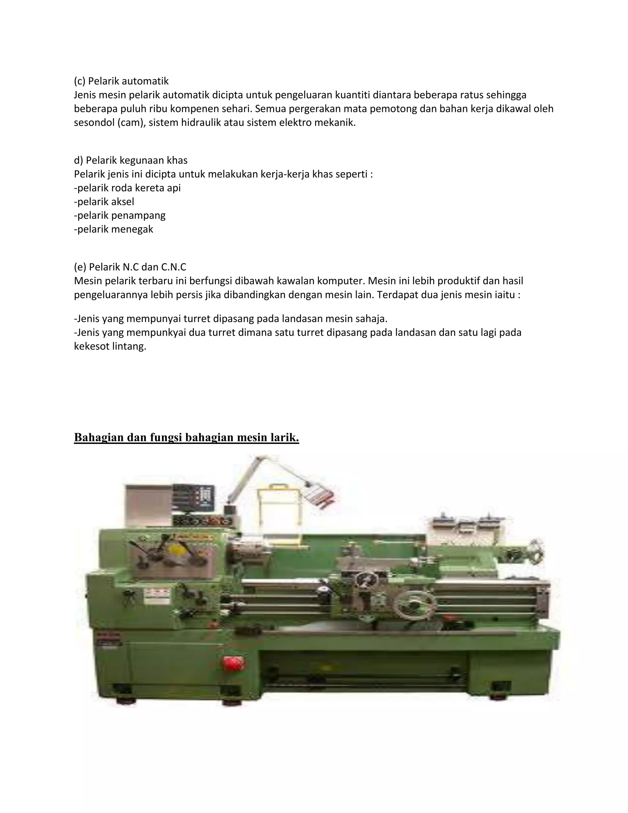 Report mesin larik | DOCX