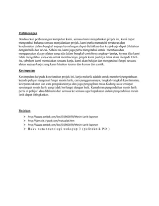 Report mesin larik | DOCX