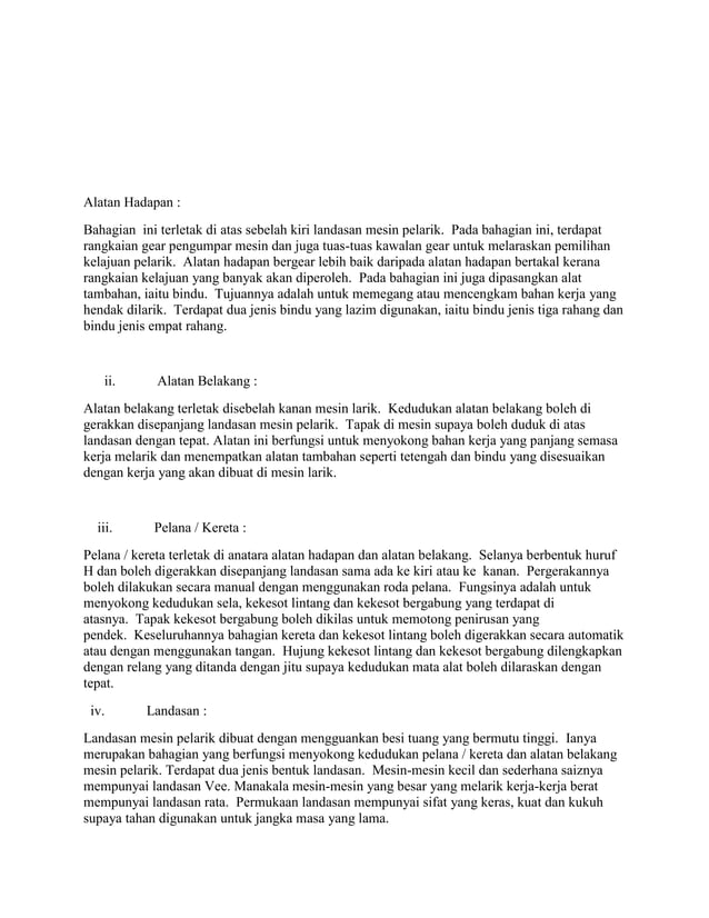 Report mesin larik | DOCX