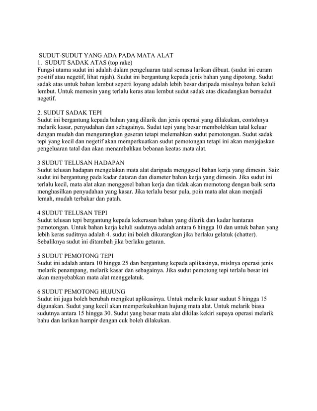 Report mesin larik | DOCX