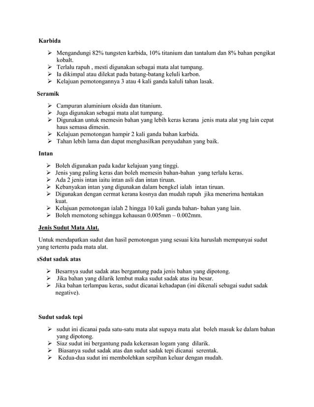 Report mesin larik | DOCX