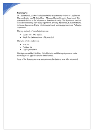 Industrial Visit Report | PDF