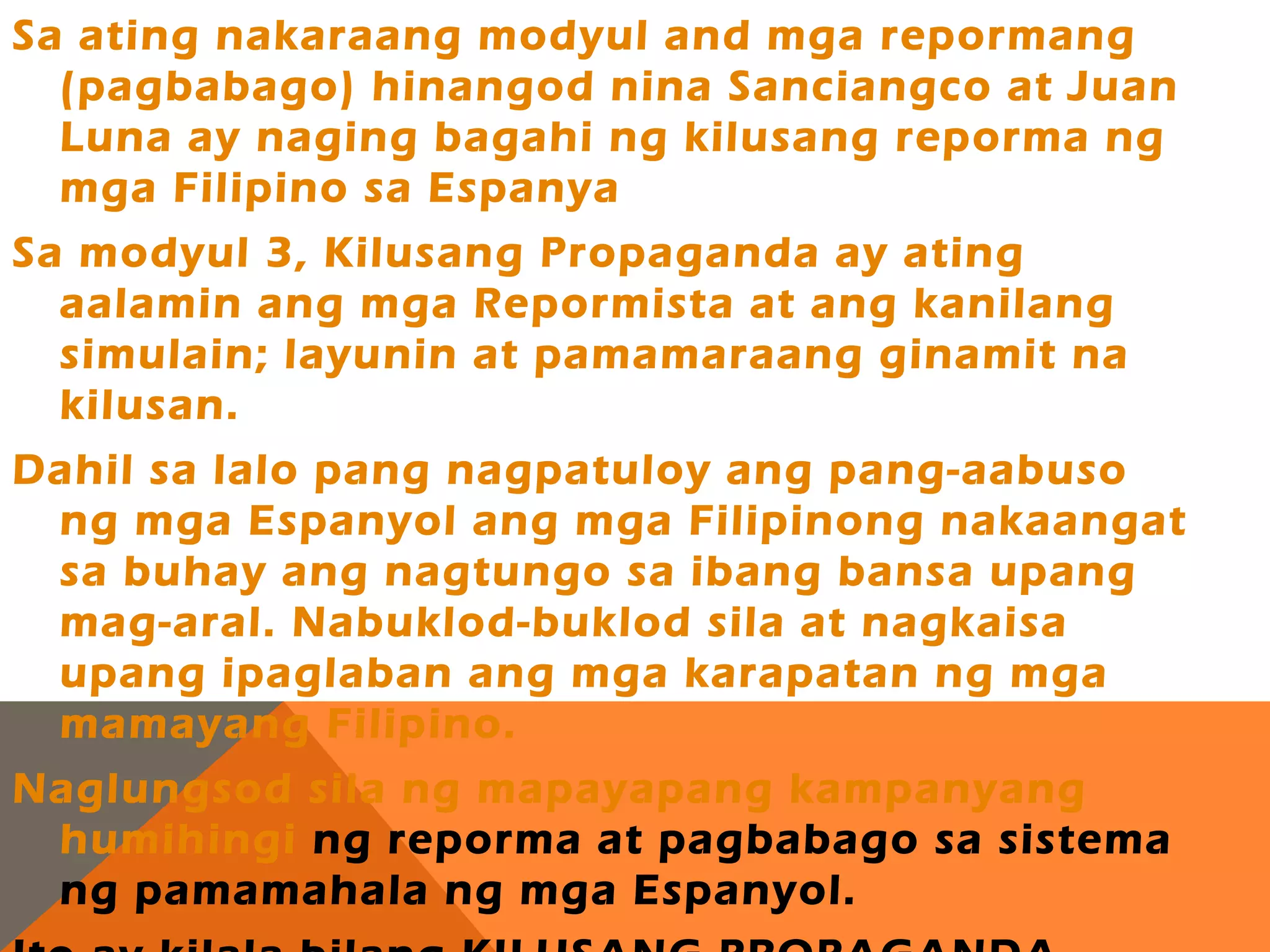 Modyul 3: Mga Repormista at ang kanilang adhikain | PPT