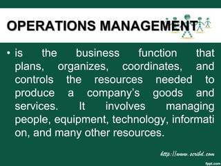 Organizational Function: Operations | PPTX