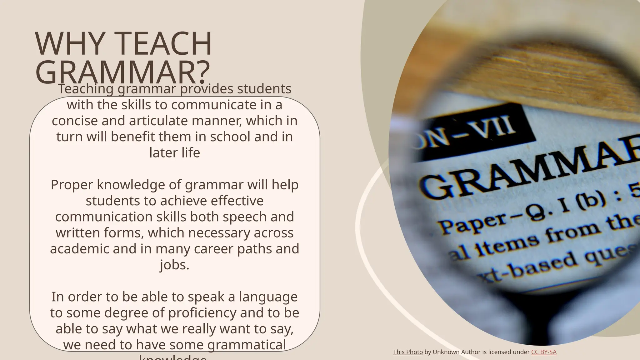 Why should we teach grammar?Pedagogical issues | PPTX