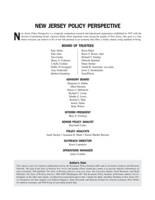 Report NJPP Econocrisis New Jersey | PDF
