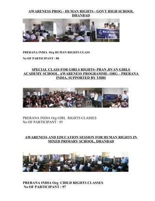 HUMAN RIGHTS AWARENESS PROGRAMME IN JHARKHAND ( SUPPORTED BY YHRI) | DOC