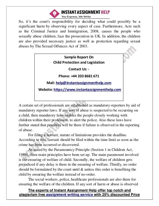 Report Of Child Protection And Legislation Report Of Child Protection And Legislation