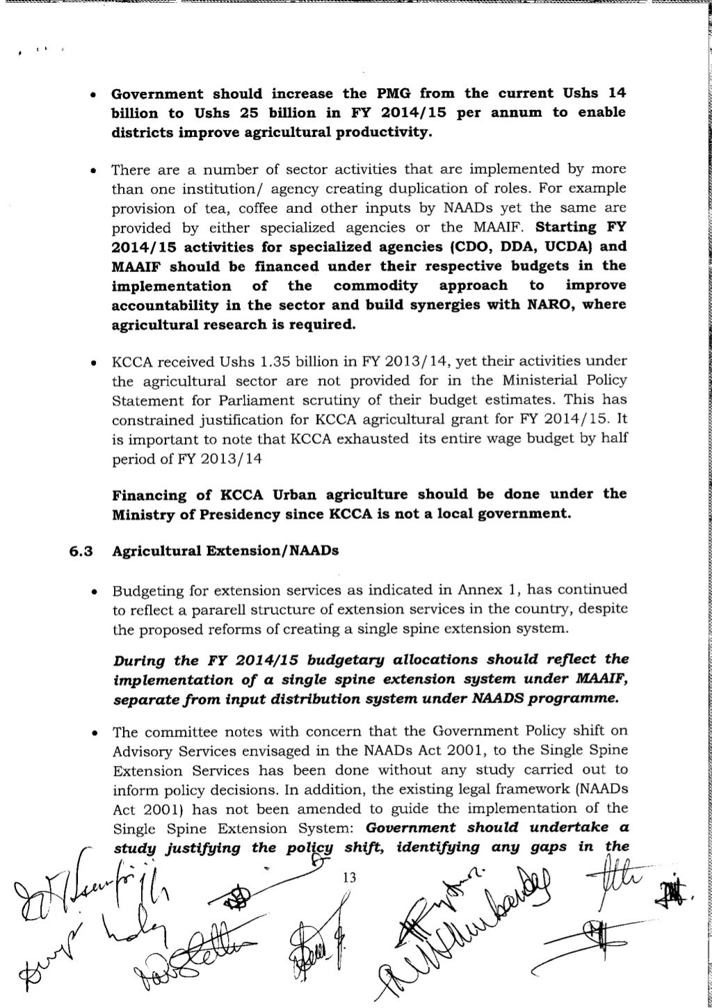 Report of committee on agriculture on ministerial policy statement fo…