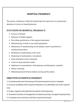 report of hospital training.pptx | Pharmaceutical Industry | Industries