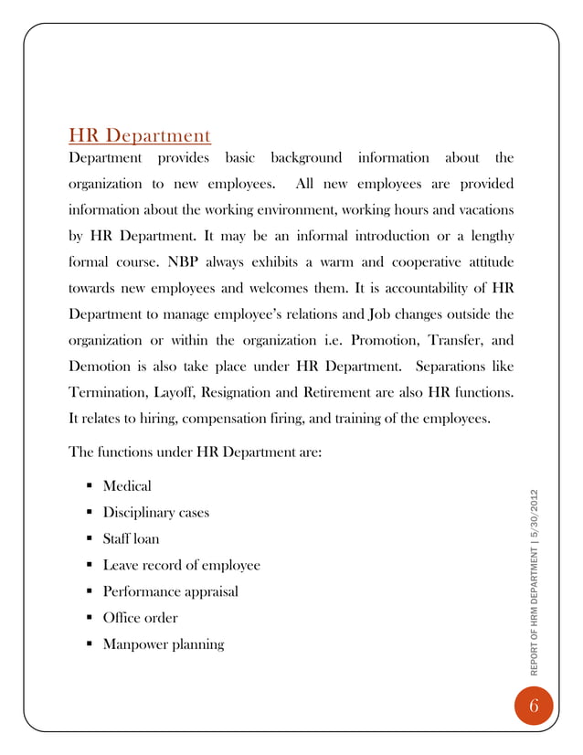 Report of hrm department waqar | DOCX