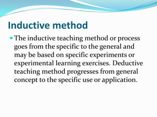 Inductive, Deductive, Integrated and Lecture Method of Teaching | PPTX