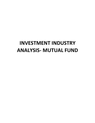 Report on Mutual Fund Analysis | PDF