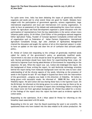 Report on CARD organised Panel Discussion on GM seeds | DOCX