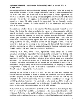 Report on CARD organised Panel Discussion on GM seeds | DOCX