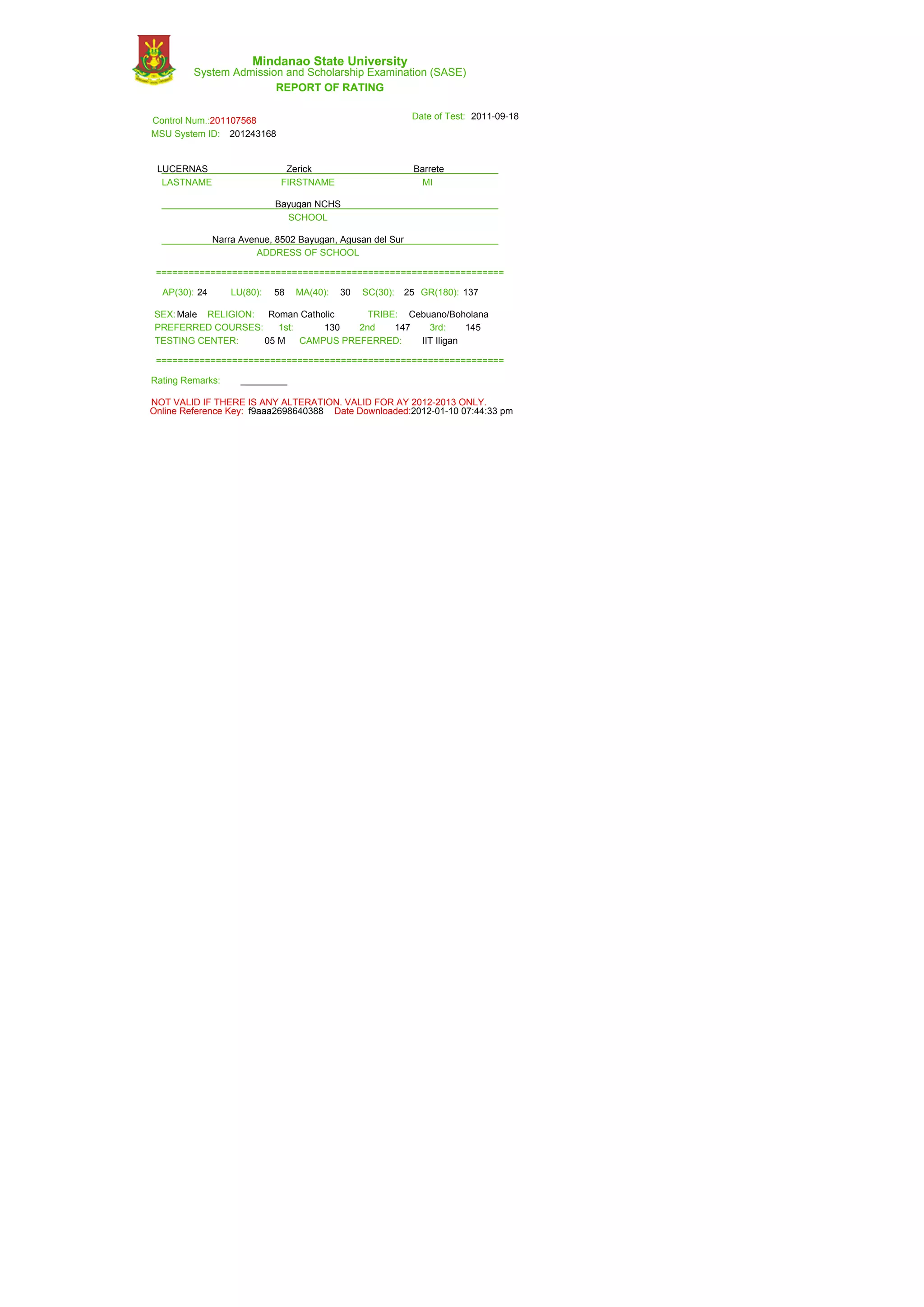 Report of rating | PDF