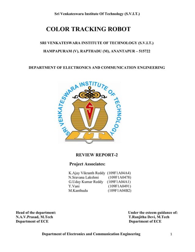 color tracking robot | DOCX | Robotics | Technology & Computing