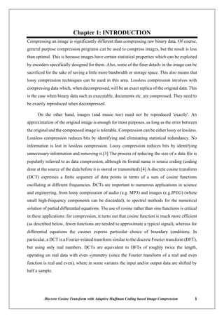 DISCRETE COSINE TRANSFORM WITH ADAPTIVE HUFFMAN CODING BASED IMAGE ...