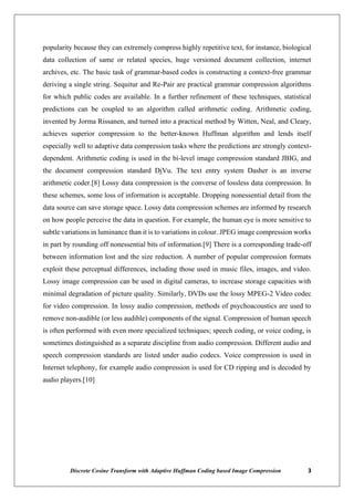 DISCRETE COSINE TRANSFORM WITH ADAPTIVE HUFFMAN CODING BASED IMAGE ...