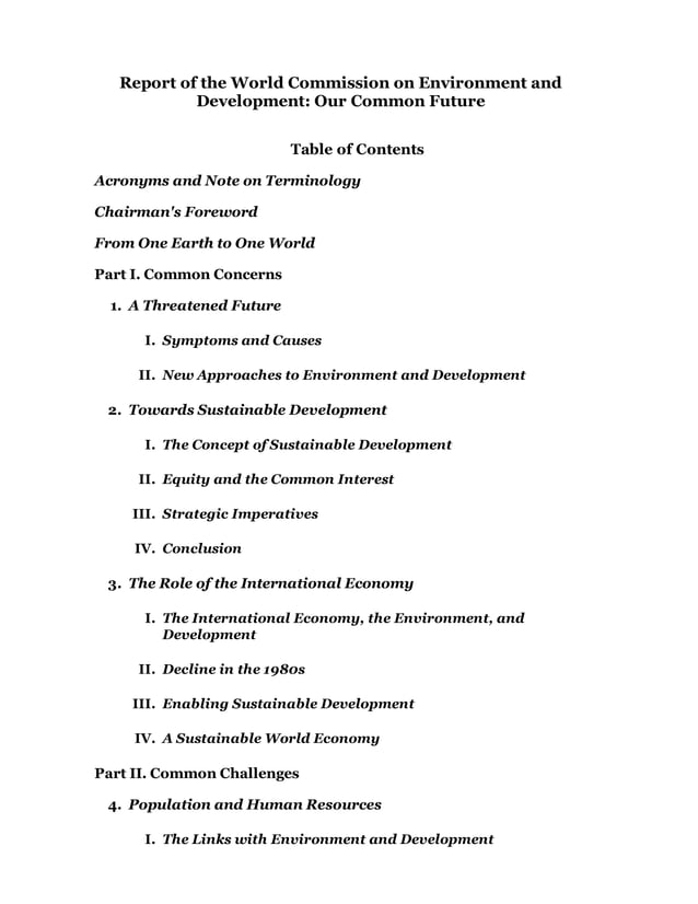 Report of the world commission on environment and development | PDF